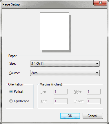 Page Setup dialog box